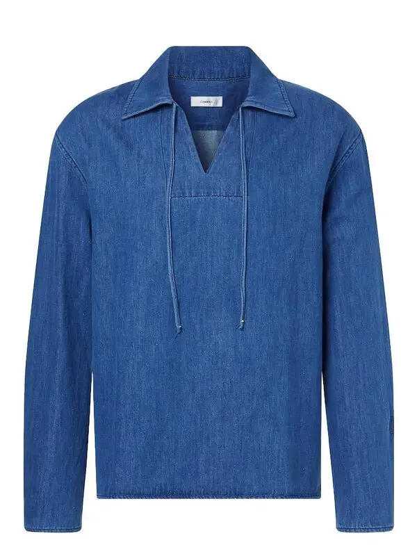 Commas Tie-neck Denim Shirt - Blue
