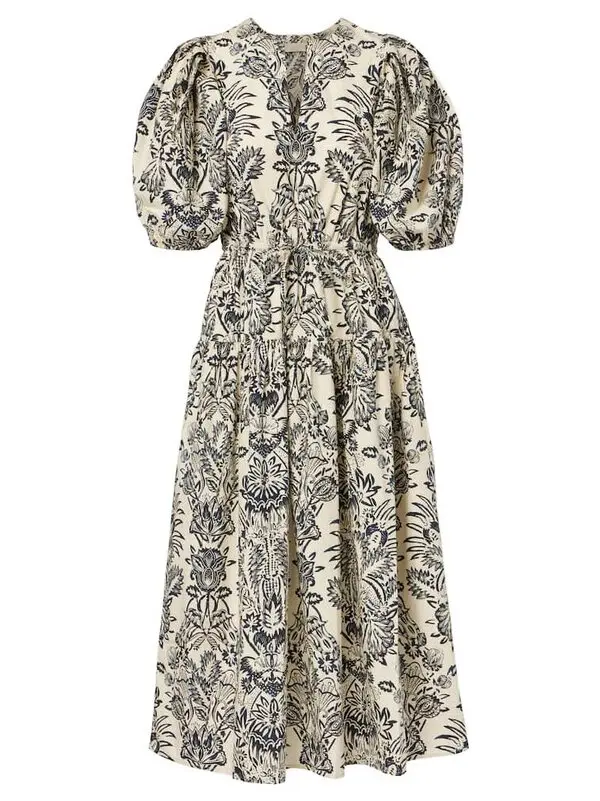 Ulla Johnson Harriet Printed Cotton Poplin Midi Dress - White