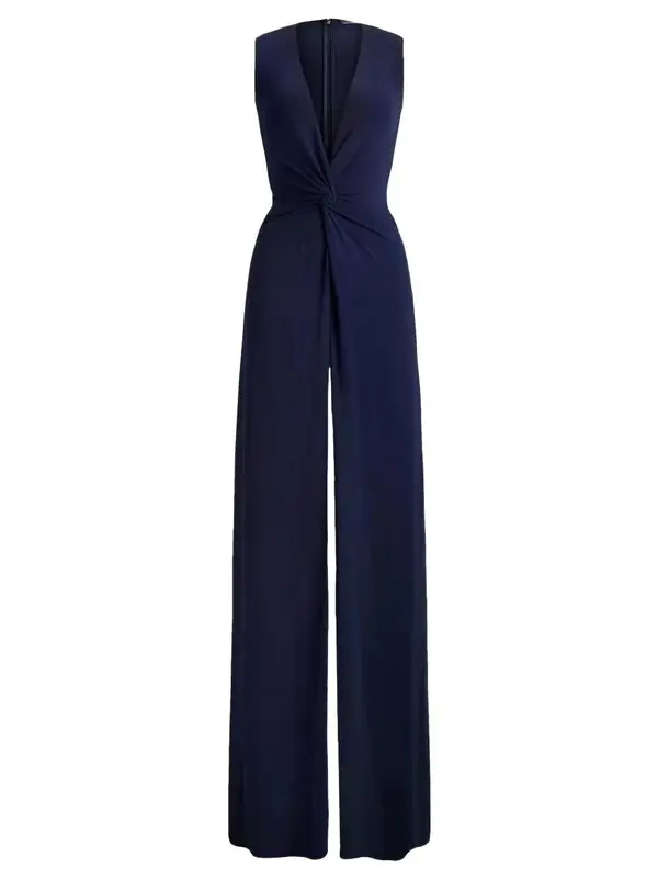 Ralph Lauren Twist Pleated Maxi Evening Dress - Blue