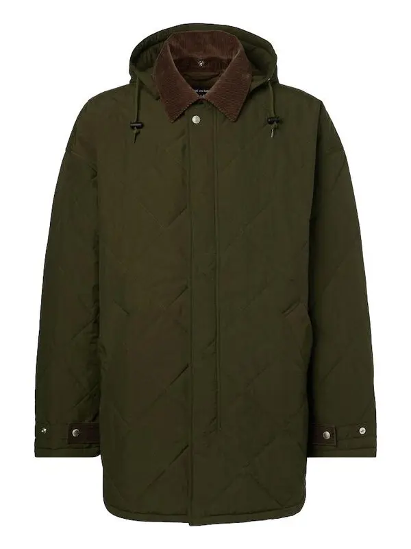 Comme Des Garçons Corduroy-trimmed Quilted Hooded Jacket - Green