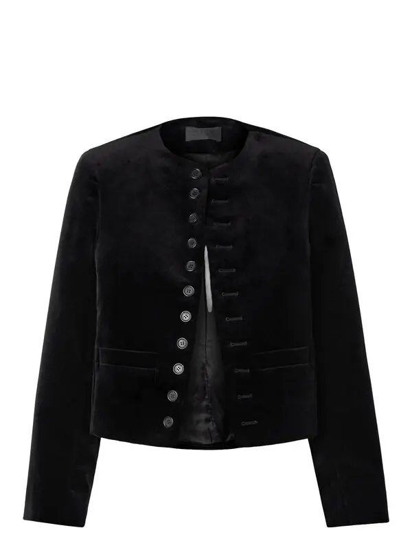 NILI LOTAN Patti Cotton-blend Velvet Jacket - Black