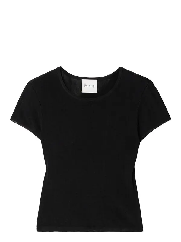 Posse Birdie Cropped Jersey T-shirt - Black