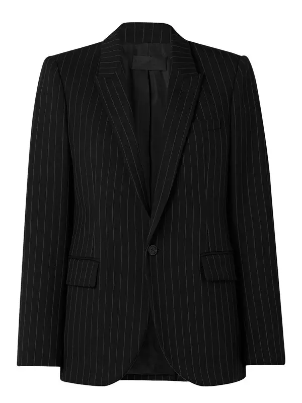 NILI LOTAN Anabel Pinstriped Wool-blend Twill Blazer - Black