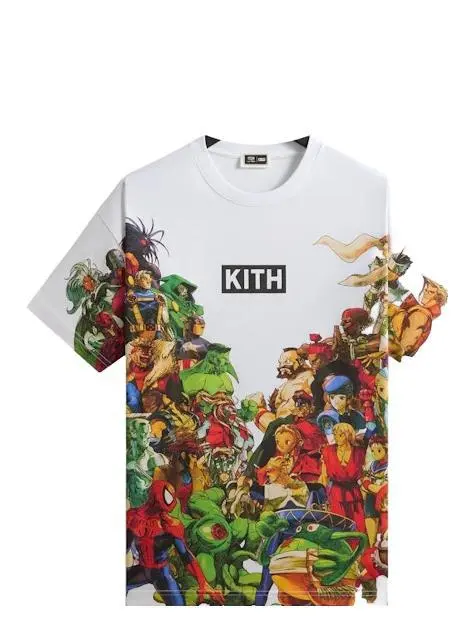 Kith X Marvel Vs. Capcom New Age Of Heroes Allover Printed Tee Shirt - White