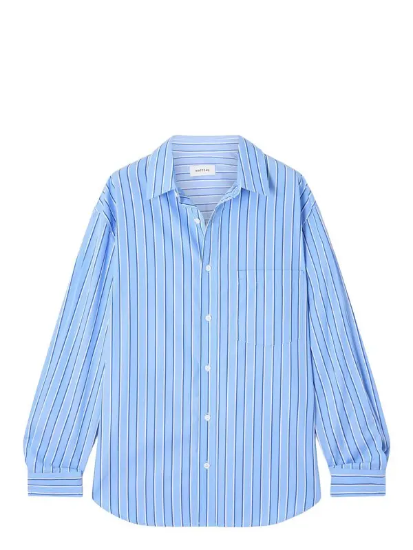 Matteau Striped Organic Cotton-poplin Shirt - Blue