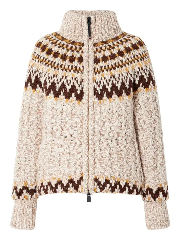 Moncler Wool-blend Down Cardigan - Cream