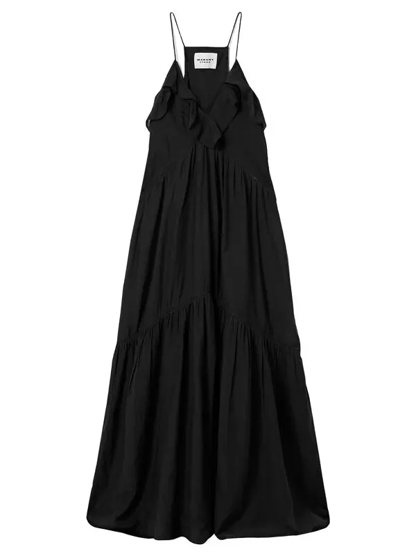 MARANT ETOILE Vasma Tiered Ruffled Maxi Dress - Black