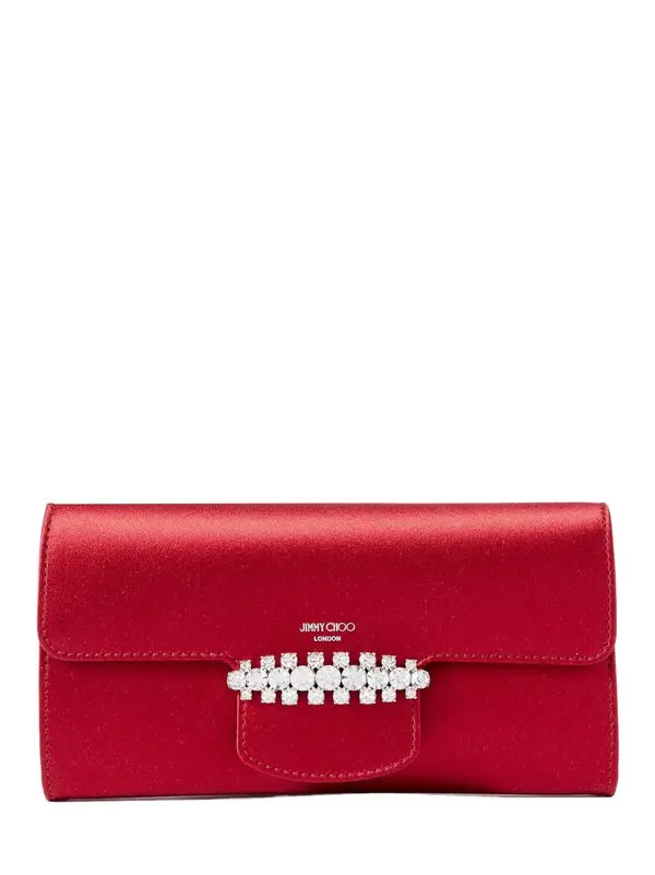 JIMMY CHOO Bing Crystal-embellished Satin Clutch - Red