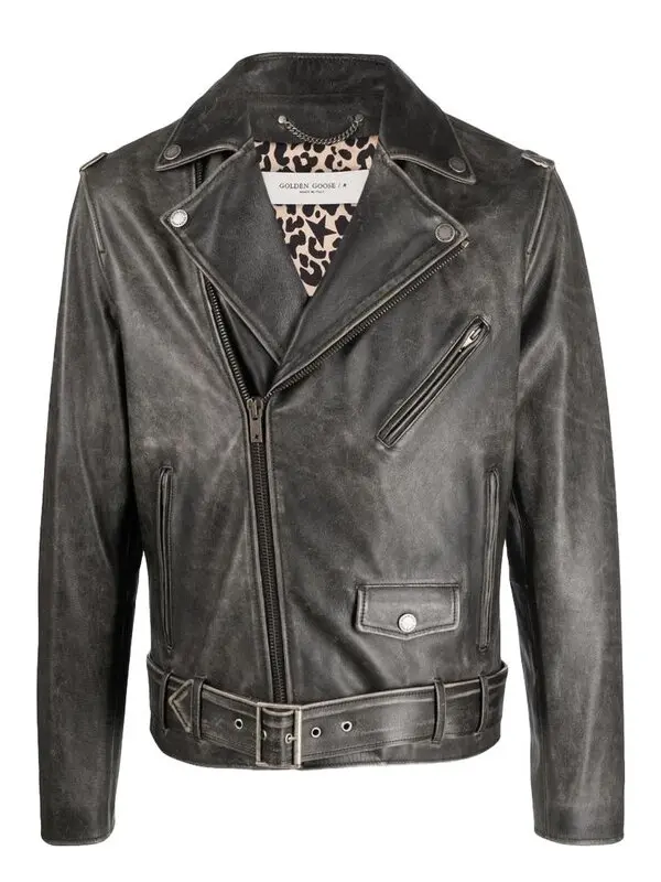 Golden Goose Grained Leather Jacket - Black