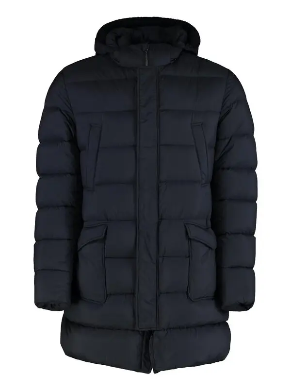 Herno Hooded Techno Fabric Down Jacket - Blue