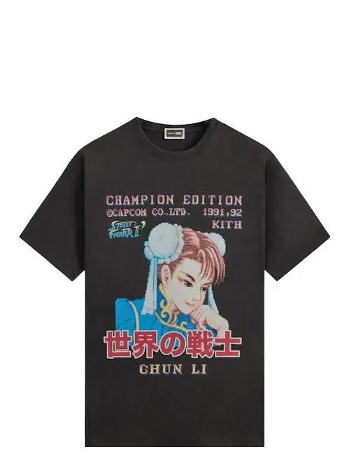 Kith X Capcom Chun Li Champion Edition Vintage Tee Shirt - Black