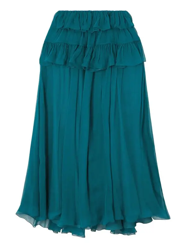 Chloé Tiered Organic Silk-mousseline Maxi Skirt - Blue