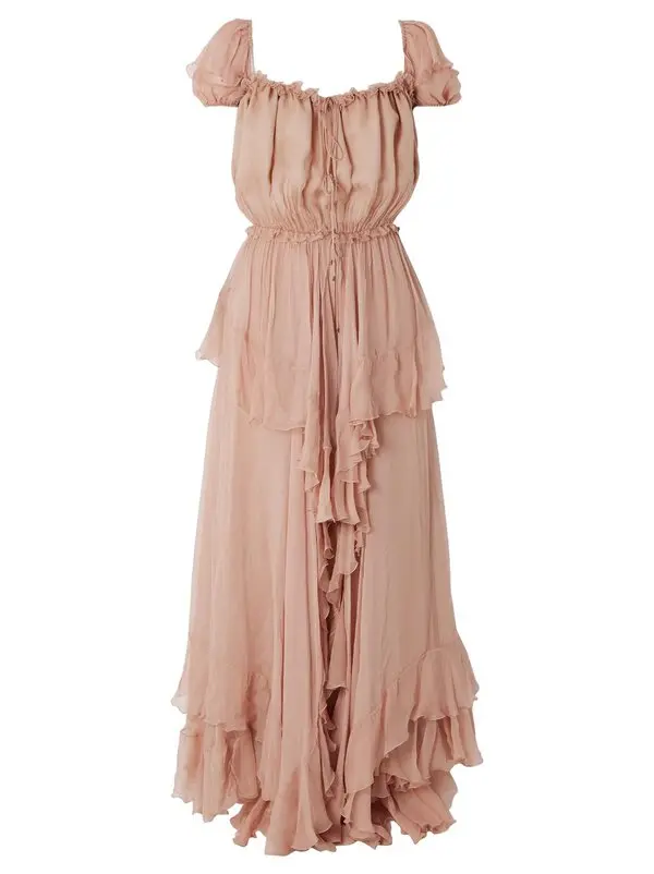 Chloé Silk-mousseline Gown - Pink