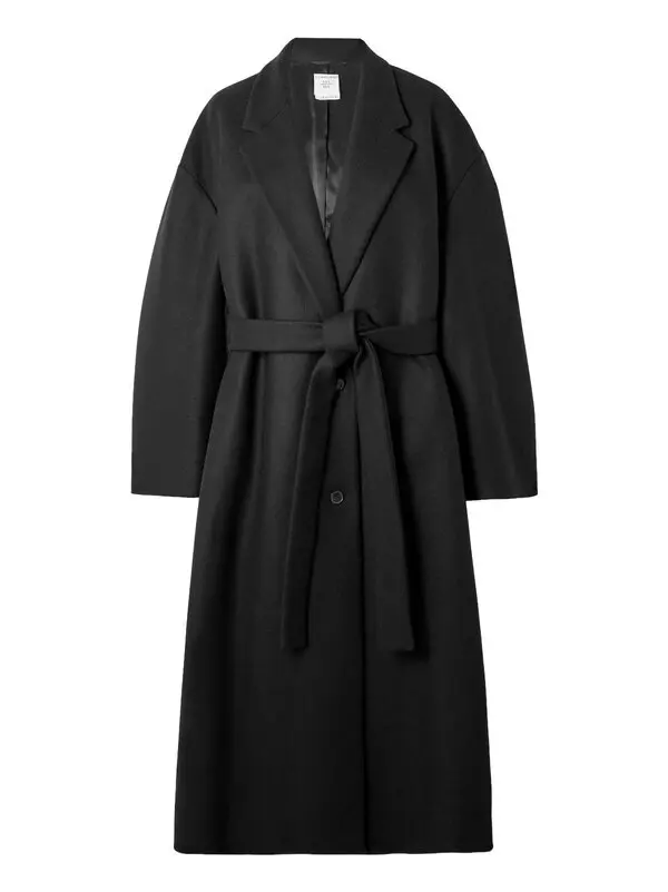 Calvin Klein Beatrice Belted Cashmere-blend Coat - Black