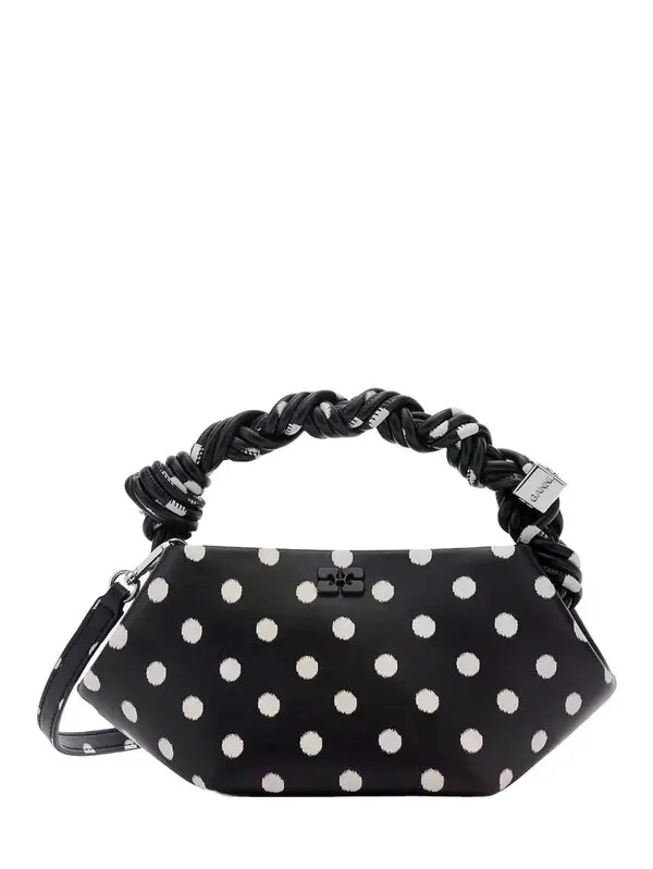 GANNI Mini Polka-dot Bow Tote - Black