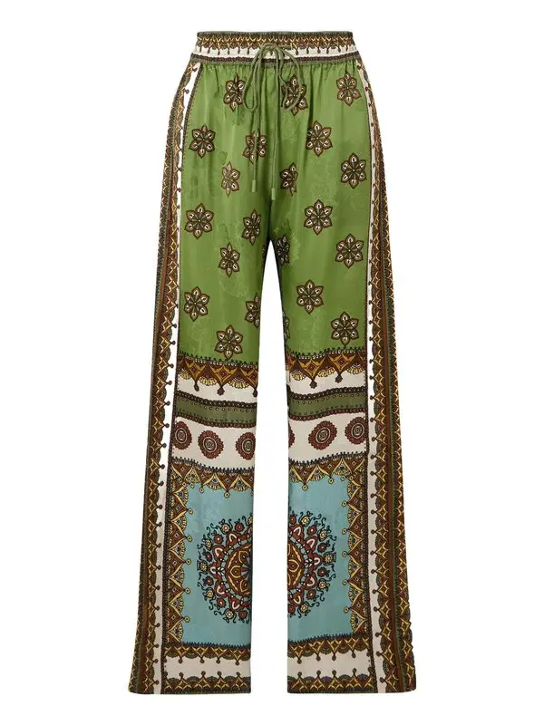 ALEMAIS Contina Printed Jacquard Wide-leg Pants - Green