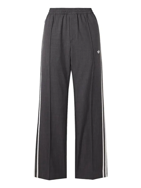 Adidas Originals By Alexander Wang Wales Bonner Striped Wool-blend Twill Track Pants - Gray