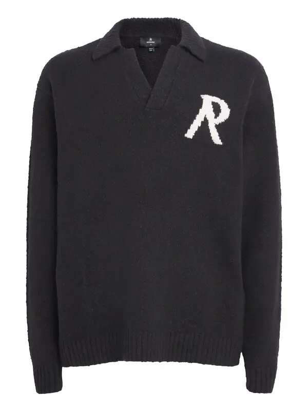 REPRESENT Cotton-blend Bouclé Polo Sweater - Black