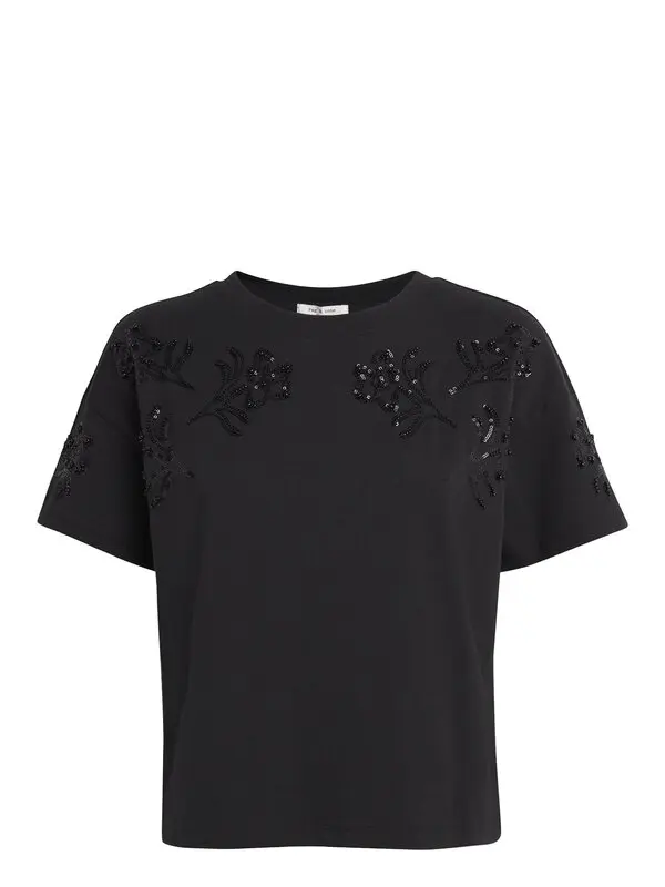 Rag & Bone Cotton Beaded Kelly T-shirt - Black