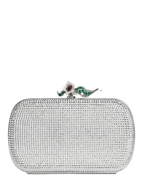 Bottega Veneta Knot Minaudière Crystal Clutch - White