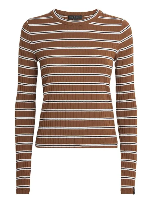 Rag & Bone Ribbed Stripe Luca T-shirt - Brown