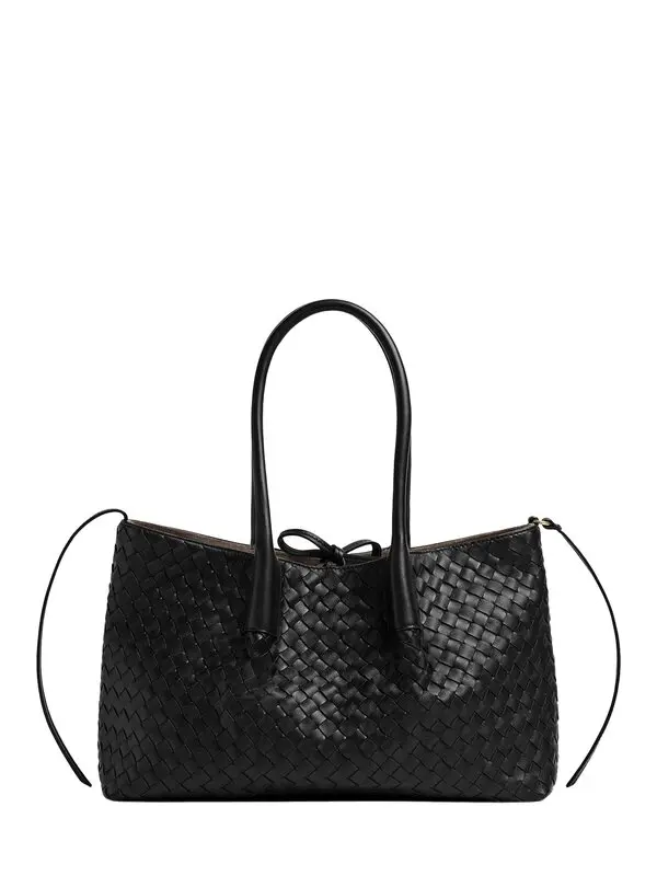 Bottega Veneta Leather Reversible Pinacoteca Tote Bag - Silver