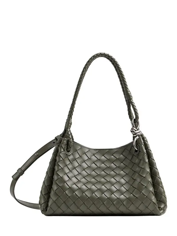 Bottega Veneta Intrecciato Leather Parachute Shoulder Bag - Green