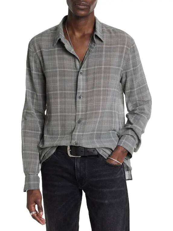 John Varvatos Plaid Button-up Overshirt - Shadow Grey