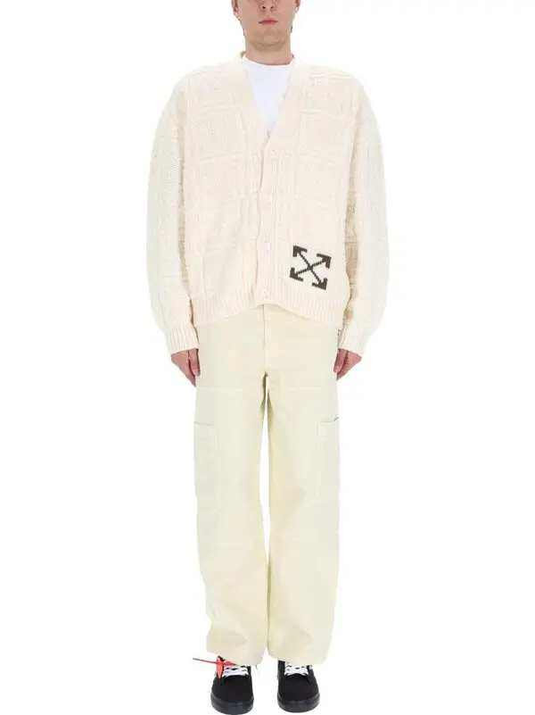 Off-White Arrow Stitch Cardigan - Beige