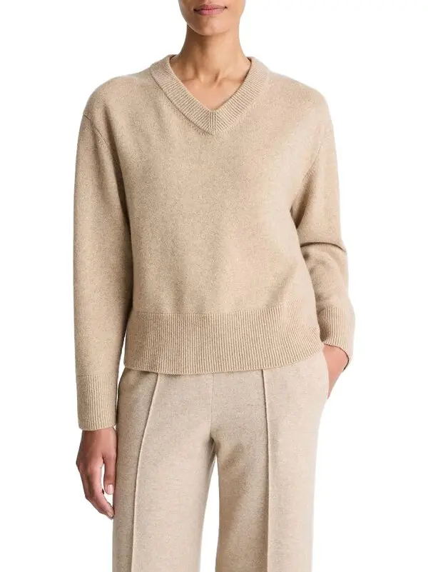 Vince Wool & Cashmere V-neck Sweater - Heather Marzipan