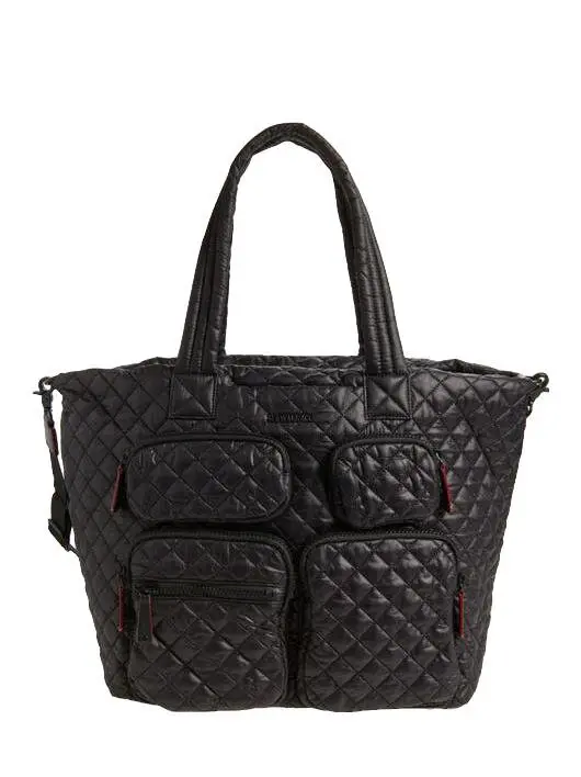 Mz Wallace Large Metro Quilted Nylon Travel Tote - Black
