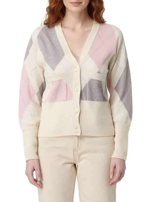 Thom Browne Argyle V-neck Cardigan - White