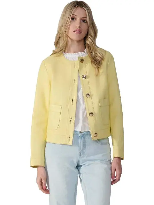 FURNIQ UK Margot Leather Jacket - Butter Yellow
