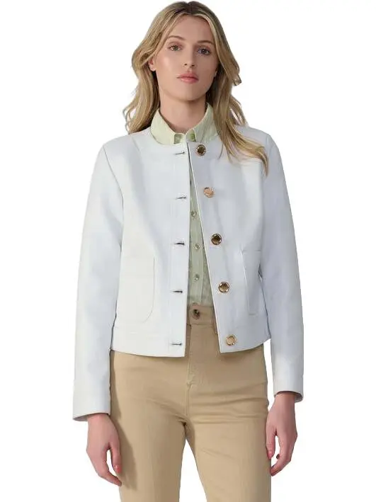 FURNIQ UK Margot Leather Jacket - White