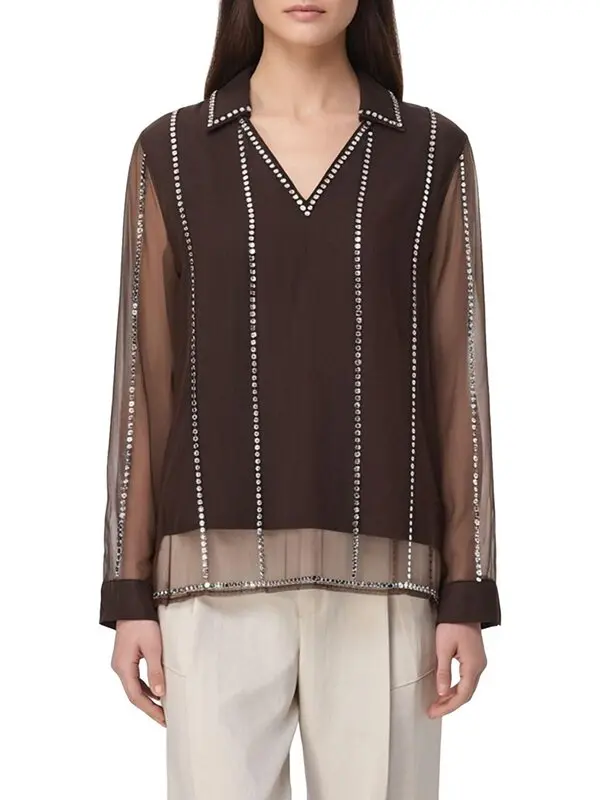 WALES BONNER Embellished Top - Brown