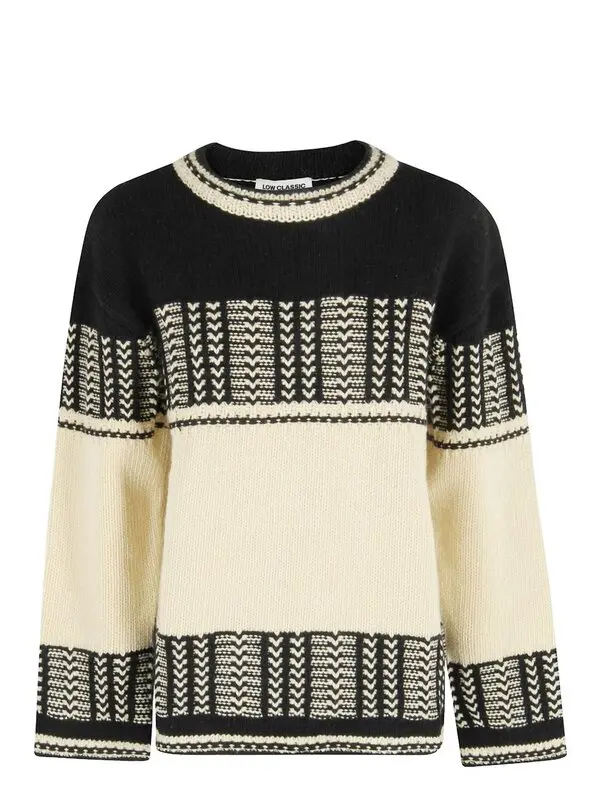 LOW CLASSIC Geometric Print Sweater - Black