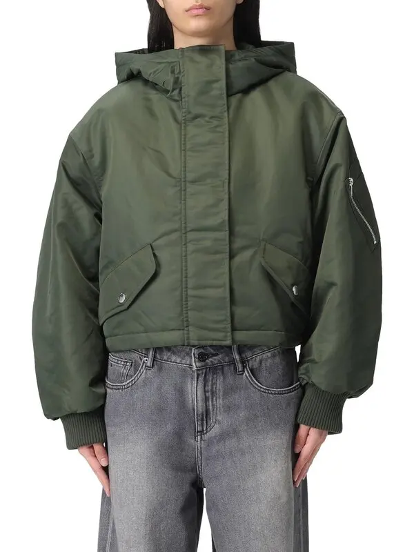 STAND STUDIO Cropped Hooded Jacket - Green