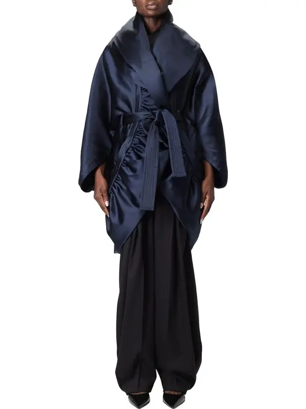 GENNY Tie Detailed Coat - Blue