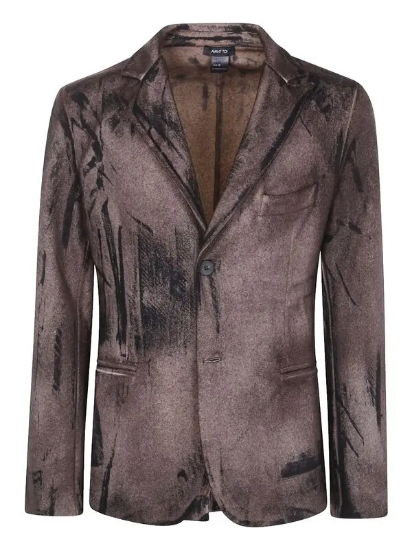 Avant Toi Printed Blazer - Brown