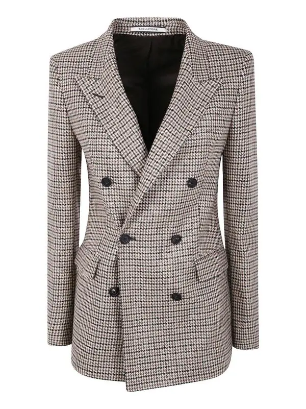 Tagliatore Houndstooth Double-breasted Blazer - Brown