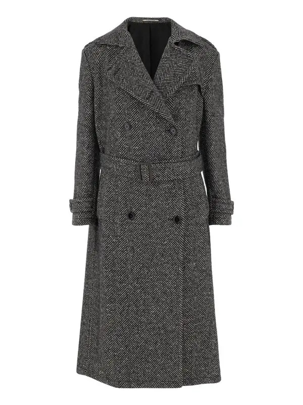 Tagliatore Belted Overcoat - Black