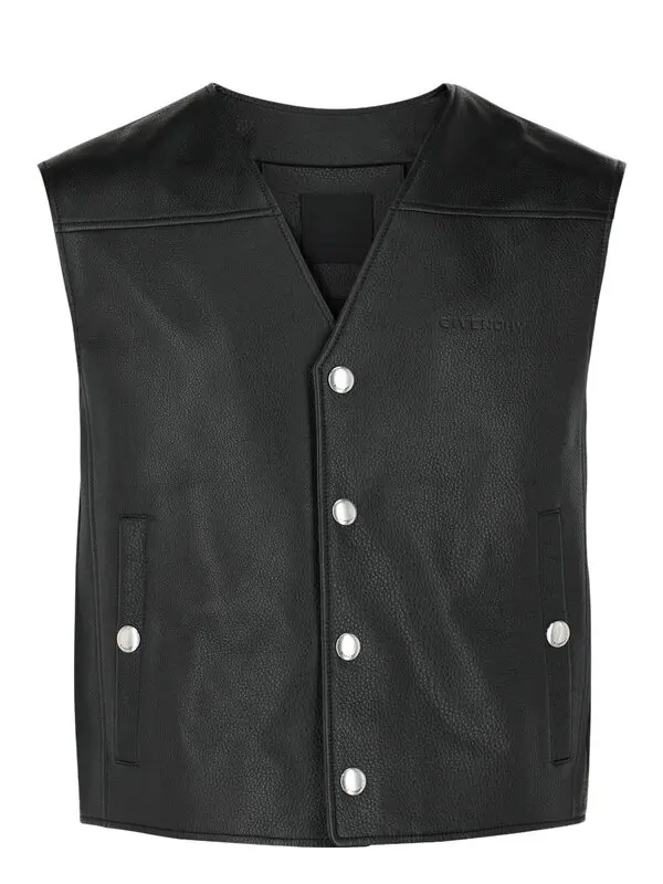 Givenchy Logo Leather Vest - Black