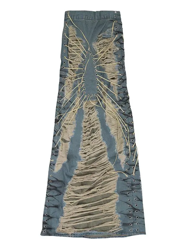 WHO DECIDES WAR BY EV BRAVADO Laced Window Maxi Skirt - Blue