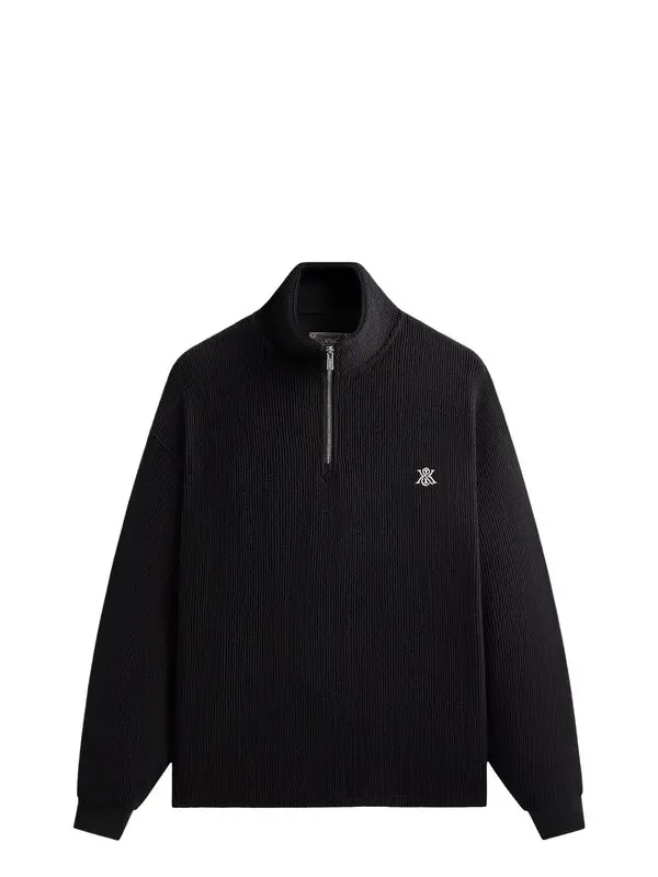 Kith Heavy Crepe Rib Knit Quarter Zip Nelson - Black