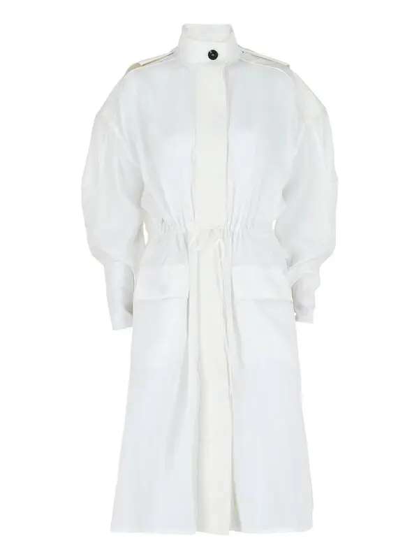 FERRAGAMO Long-sleeved Hooded Trench Coat - White