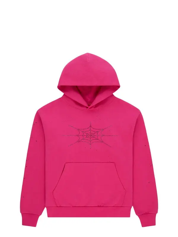 SP5DER Rhinestone Detailed Hoodie - Pink
