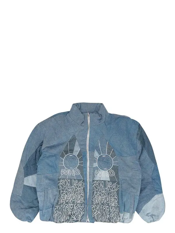 WHO DECIDES WAR BY EV BRAVADO Embroidered Bomber Jacket - Blue