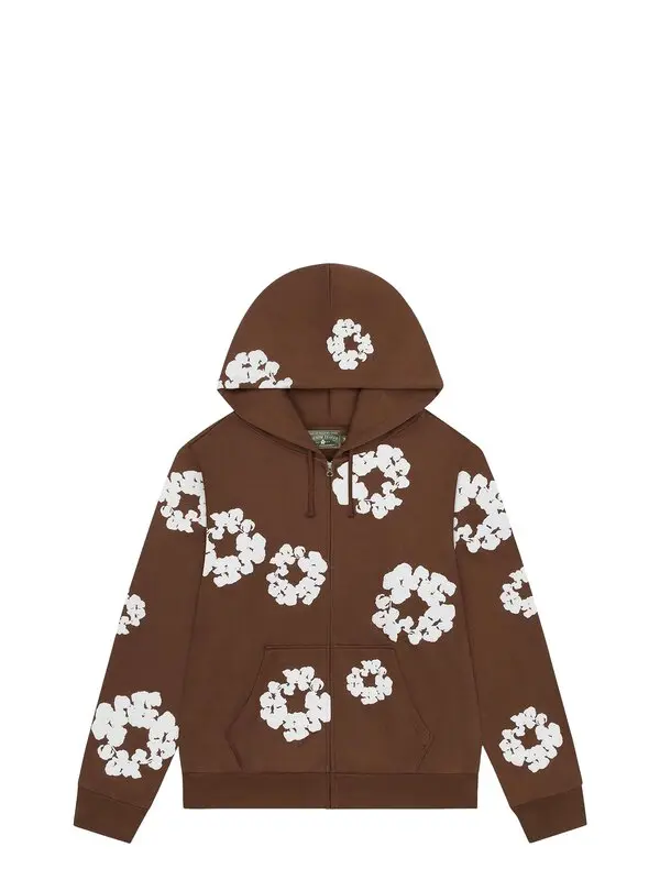 DENIM TEARS Cotton Wreath Zip Hoodie - Brown