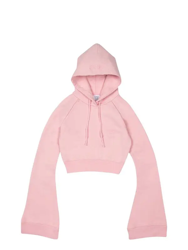 Vetements Flared Sleeve Cropped Hoodie - Pink
