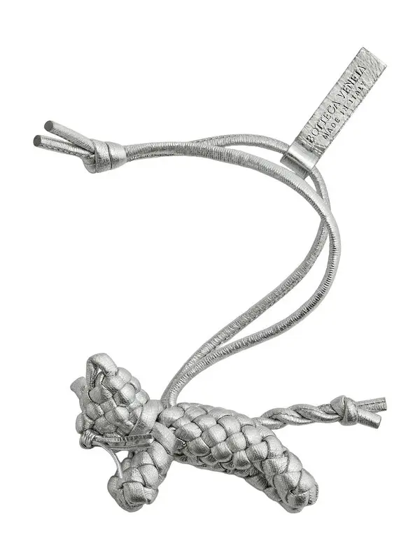BOTTEGA  VENETA Intreccio Nappa Leather Cat Charm - Silver